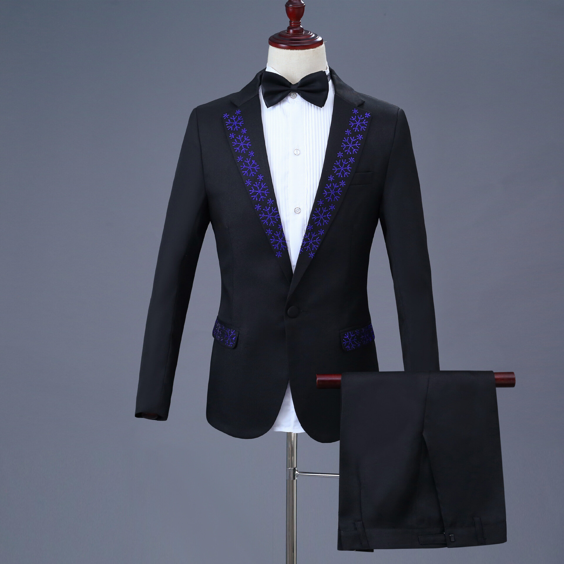 Костюм "Бриллианты", мужские, черные и синие, S, 165 см