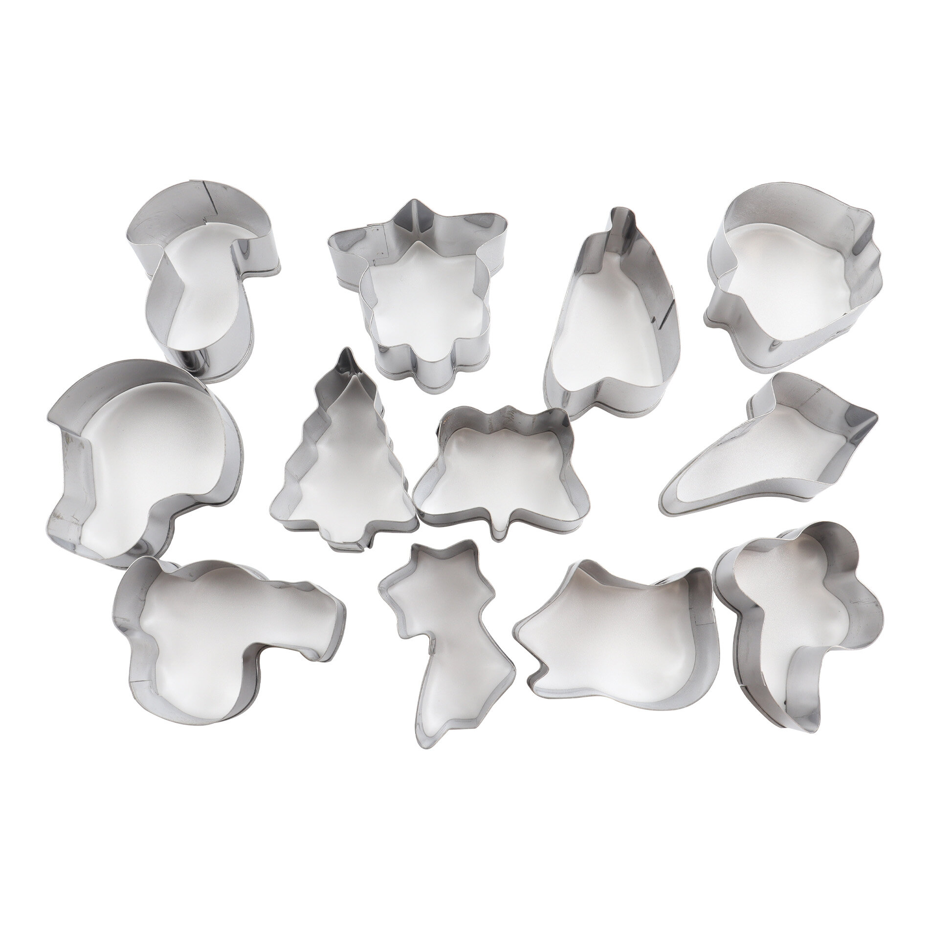 Набор вырубок форм для приготовления пряников и печенья, Фигуры, 3.5-4.5 см, 12 штук нержавеющая сталь, Paderno.