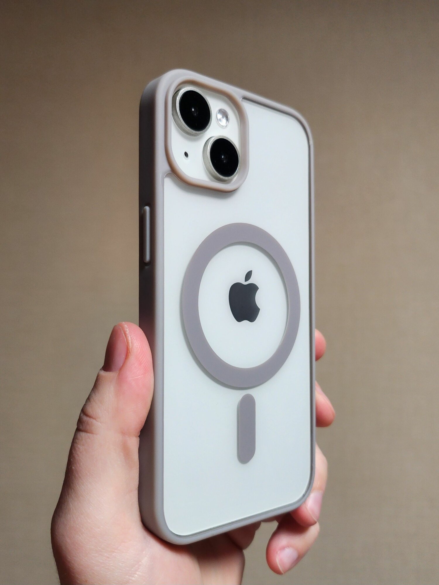 Прозрачный чехол на Айфон 13 (iPhone 13) с магсейф, серый, magsafe