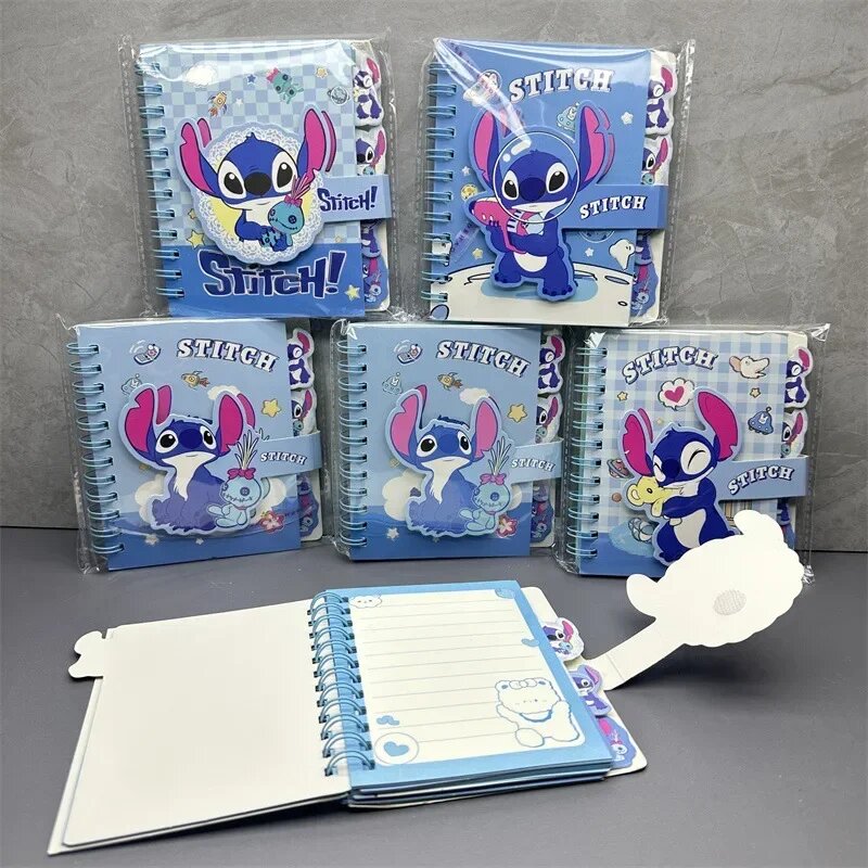Блокнот Kawaii Anime Stitch: портативный дневник с героями мультфильмов — школьные канцелярские товары, модная книга на катушке, детский праздничный рождественский подарок — фото 1