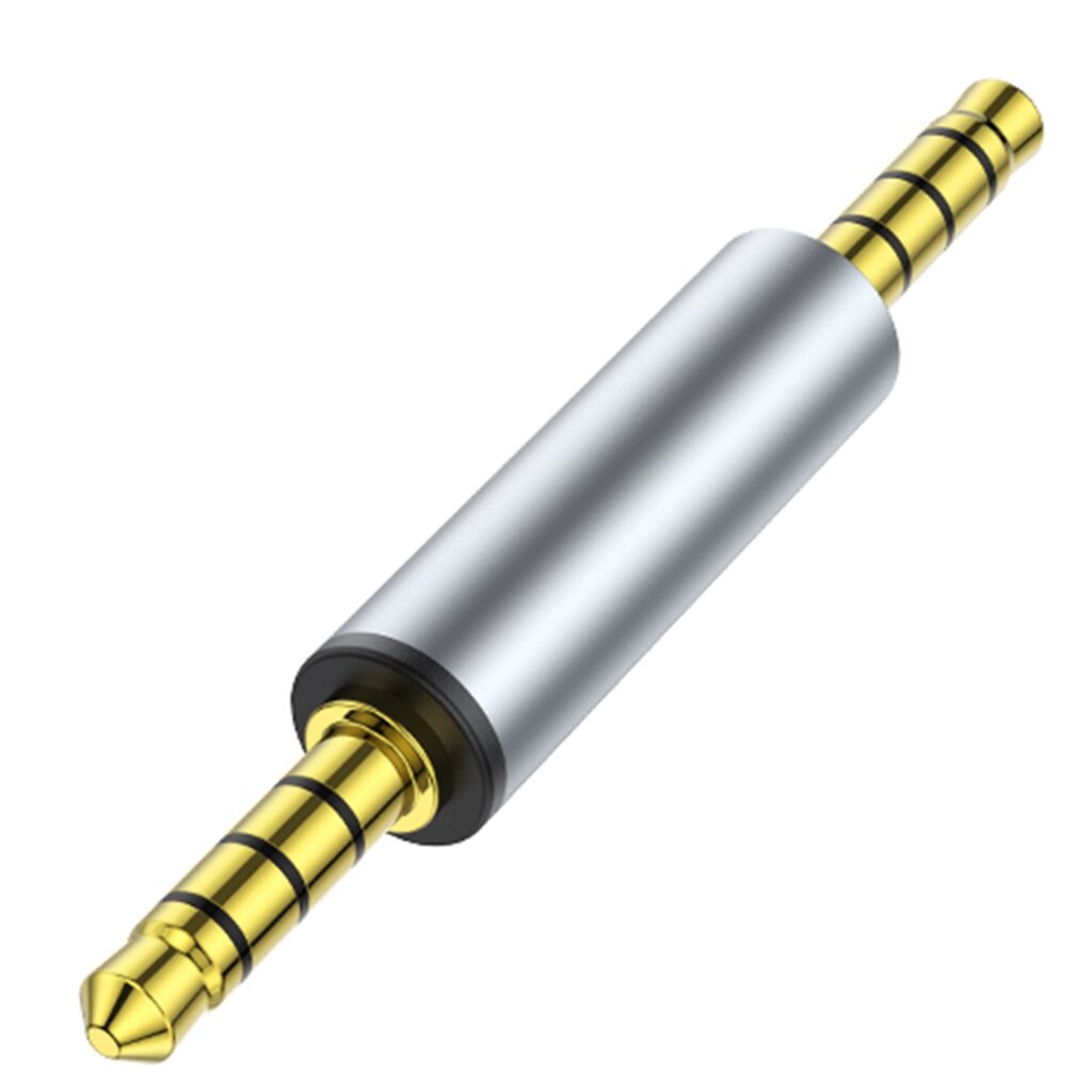 Аудиоадаптер 3,5 мм, 4 секции-серебристый-от мужчины к мужчине