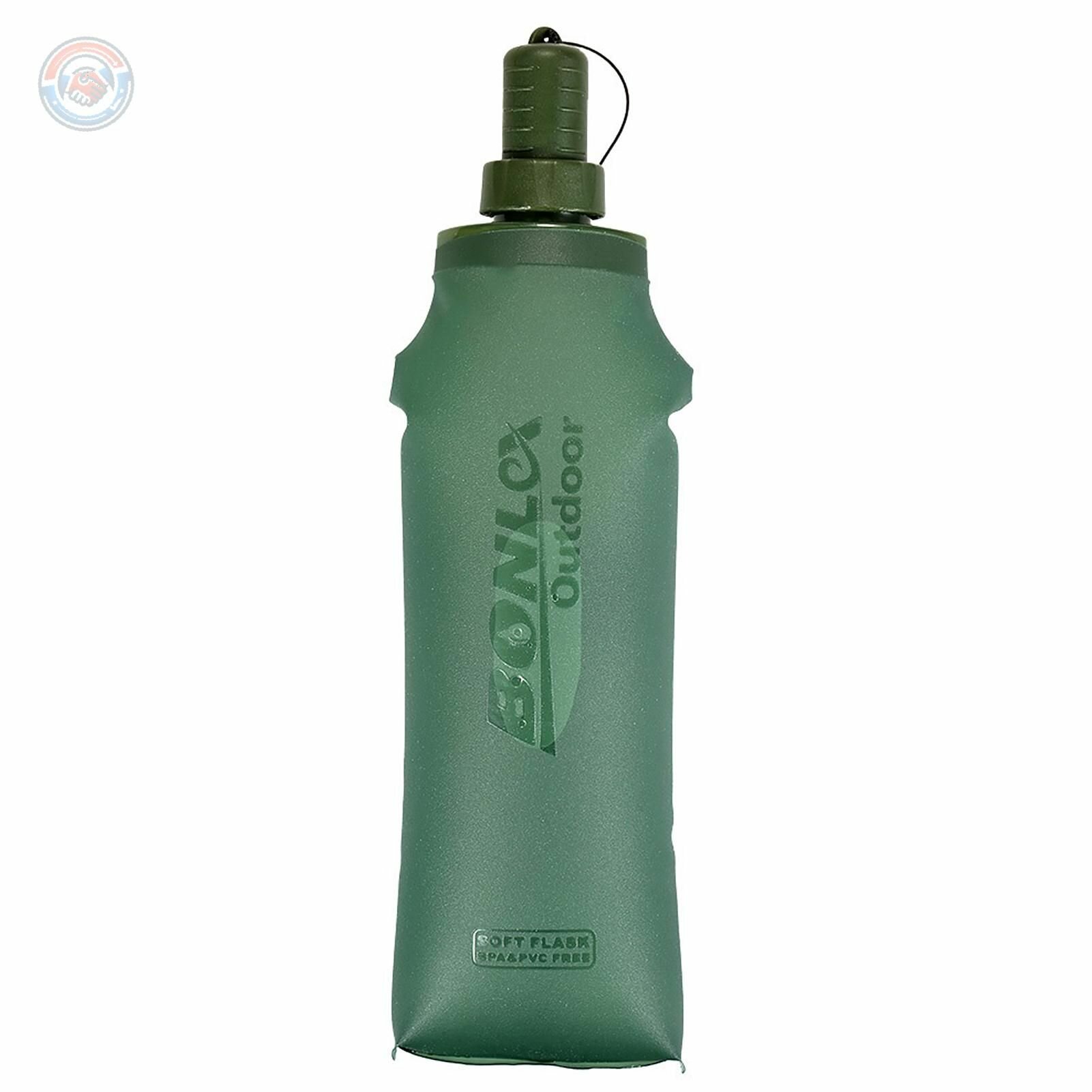 Складная бутылка для воды BONLEX SOFTFLASK 500 мл, мягкая спортивная фляга с прикусным клапаном, компактная туристическая фляга для бега, велосипеда, походов
