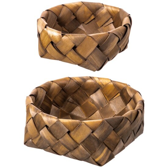 Набор корзин для хранения EL Casa 2 шт, 22х22х9 см, 17х17х7 см, квадратные, коричневый (240621)