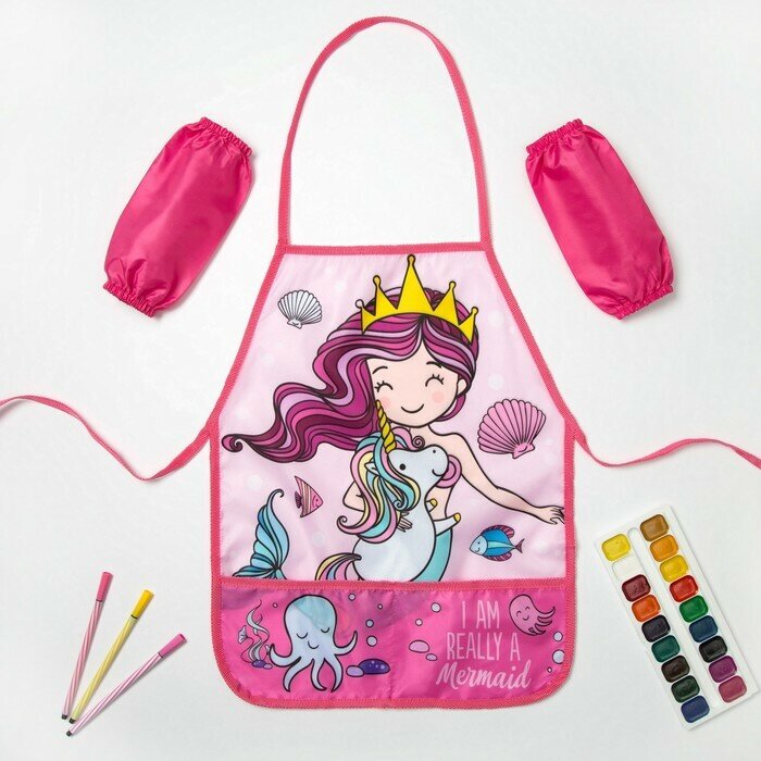 Набор детский для творчества Collorista "Mermaid", фартук 49х39 см и нарукавники