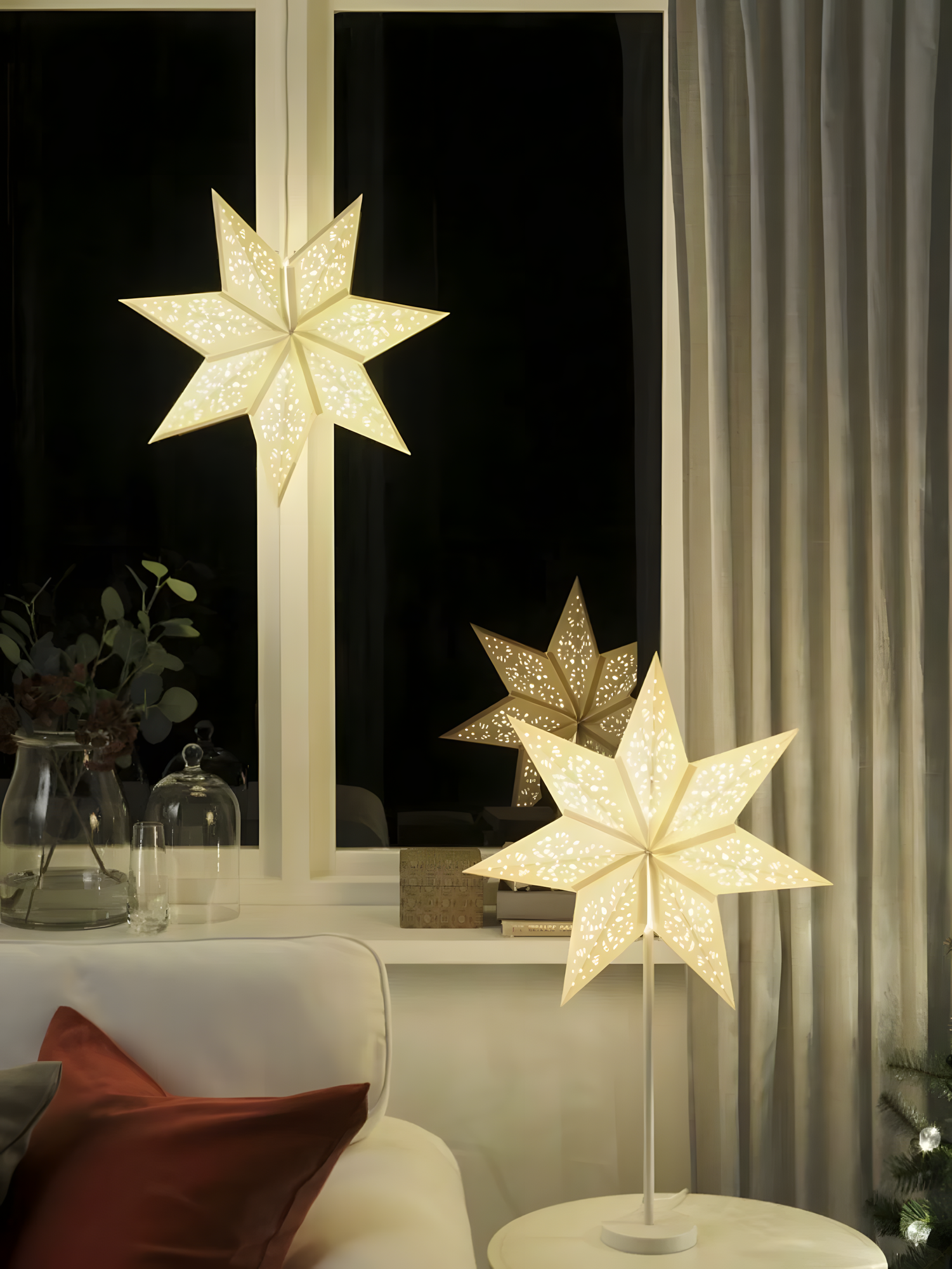 IKEA STRALA строла, звезда Икеа, абажур, 48 см белое кружево