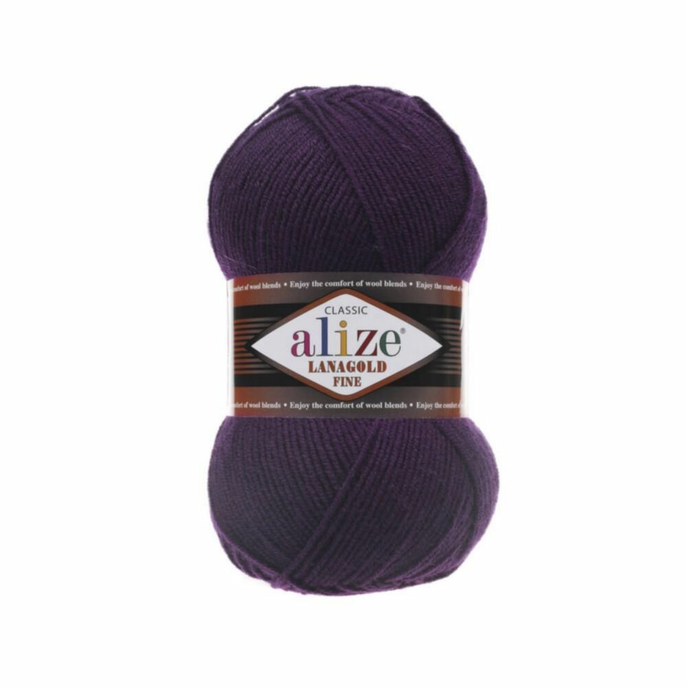 Пряжа для вязания Alize Lanagold fine 111 фиолетовый 100 гр/390 м 49% шерсть, 51% акрил