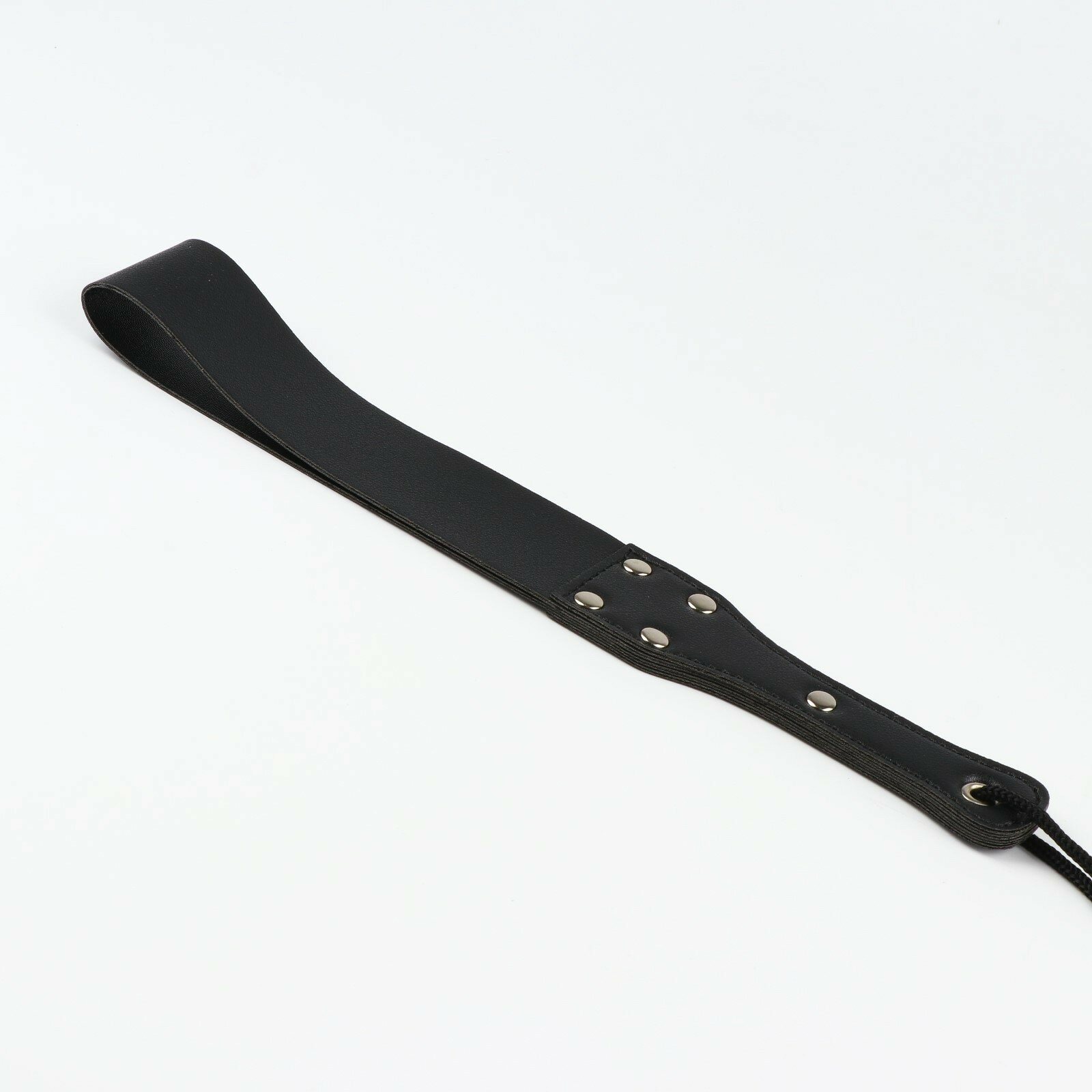 Спанк - Шлёпалка кожаная БДСМ черная, гибкая, Оки-Чпоки, 29см