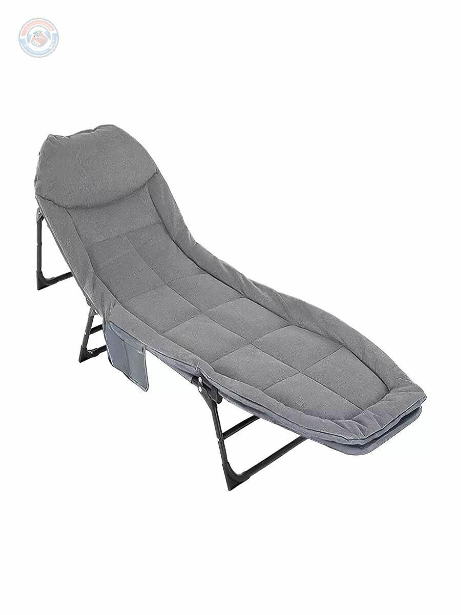 Складной шезлонг кресло раскладушка для дачи и кемпинга с матрасом и регулируемой спинкой для отдыха на природе и загара у бассейна