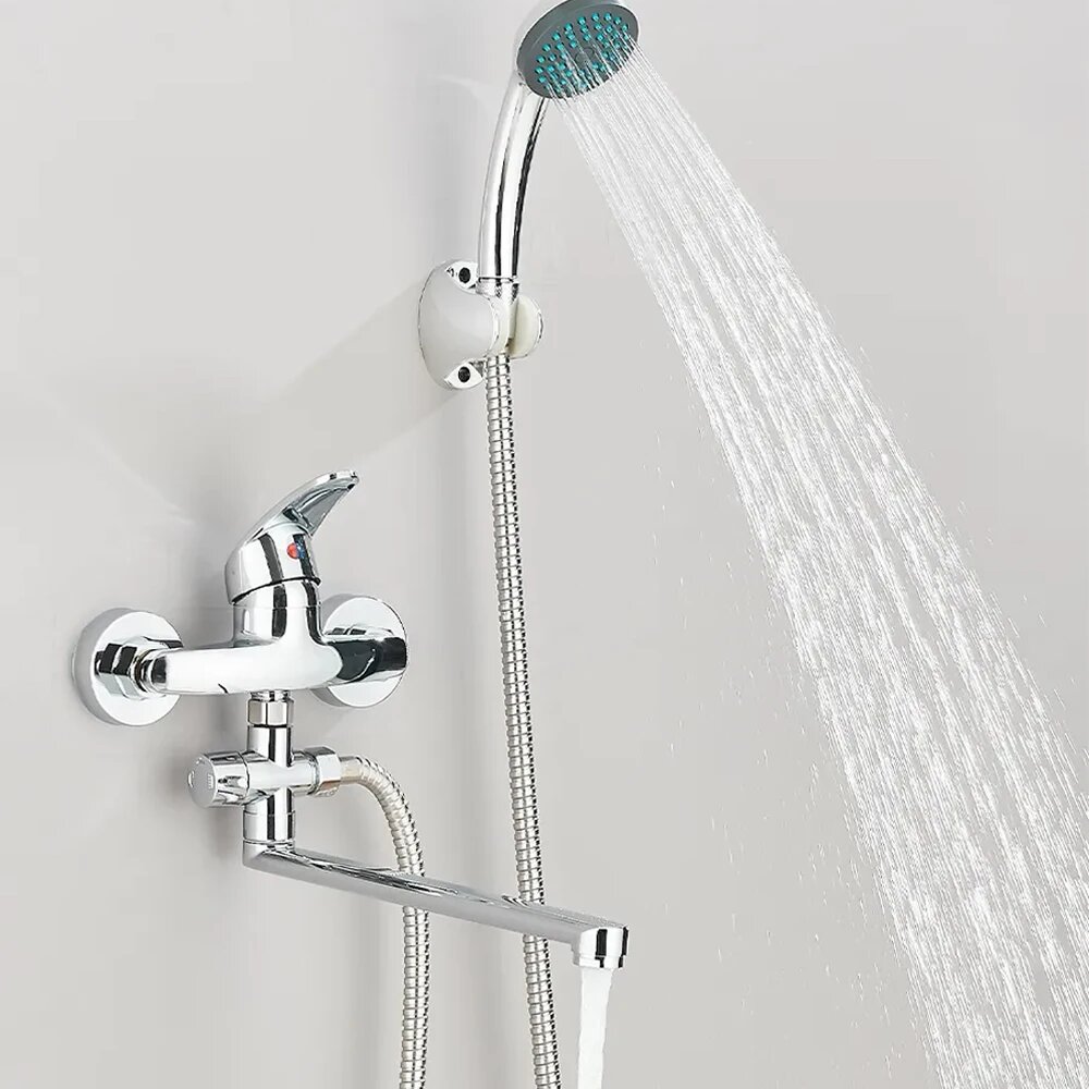 Смеситель для душа для ванны, поворотный излив для ванны, настенный смеситель для ванны, водопад, смеситель для ванны с ручной насадкой для душа, кран, длинная насадка