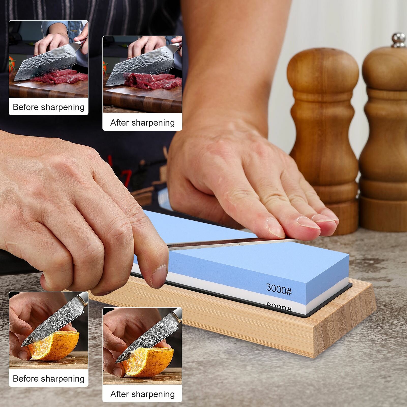 Набор точильных камней, 400-8000 грит, с аксессуарами