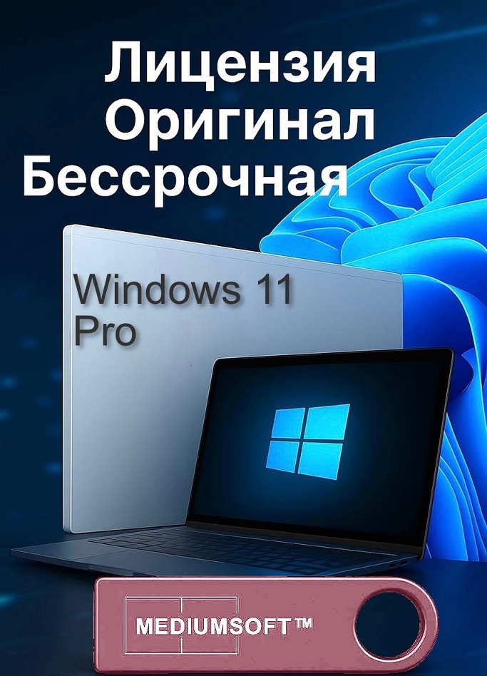 Программное обеспечение Windows 11 Pro RUS 1pc USB MEDIUMSOFT®, цвет розовое золото(Бессрочная, постоянная версия без ограничений) 100% оригинальная активация, гарантия по договору поставки