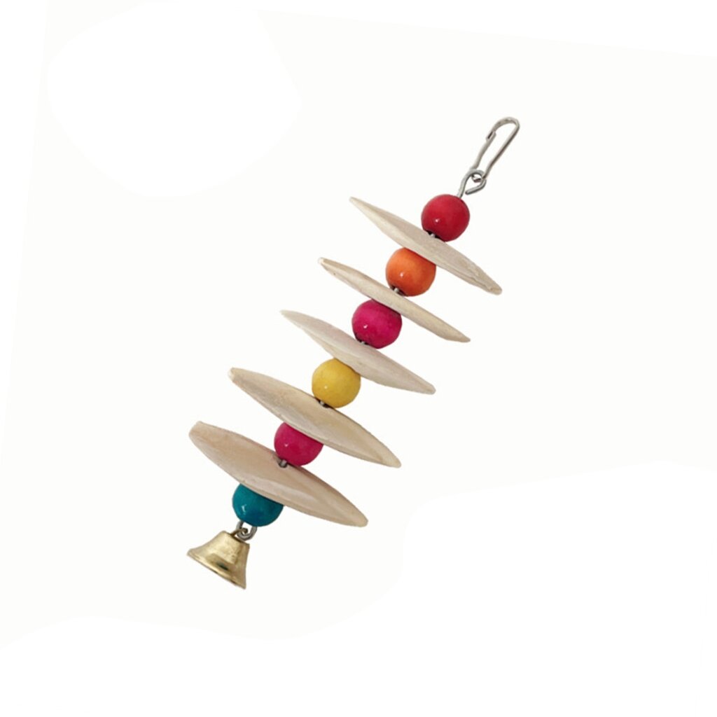 1 нитка костей каракатицы, деревянные бусы, колокольчики, игрушки для кусания и растирания попугаев (цветные аксессуары, случайные цвета)-S