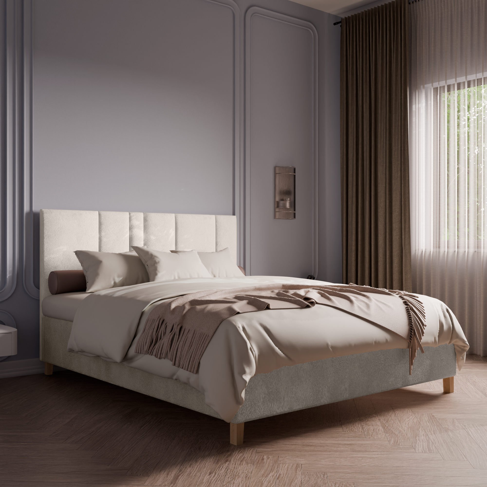 Кровать SkyLine с подъемным механизмом, 160х190, молочный, 2 ящика, с ножками