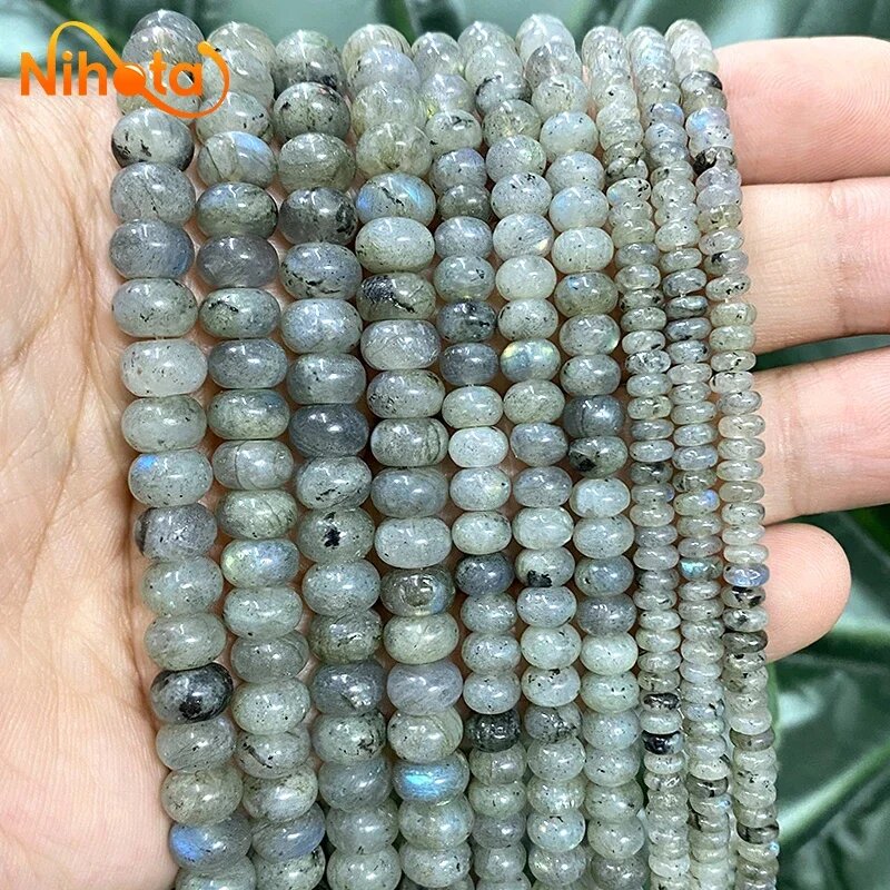 Бусины лабрадорит серый Rondelle 4/6/8 мм