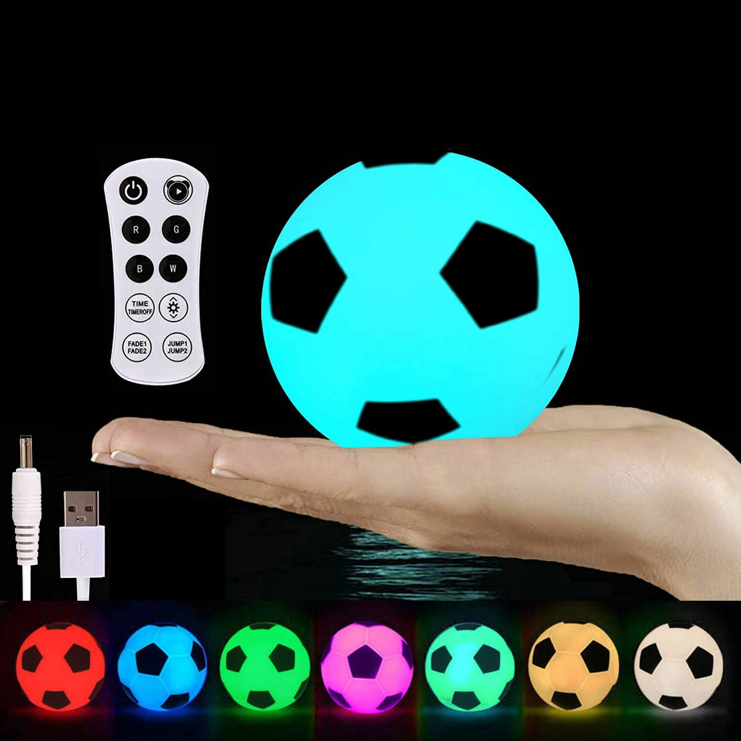 Светильник декоративный RX RGB, Футбольный мяч, с пультом, 4 штуки