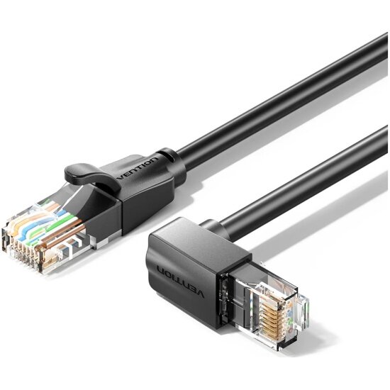 Патч-корд Vention прямой UTP cat.6, RJ45/RJ45 угол 90 вверх - 3м. черный