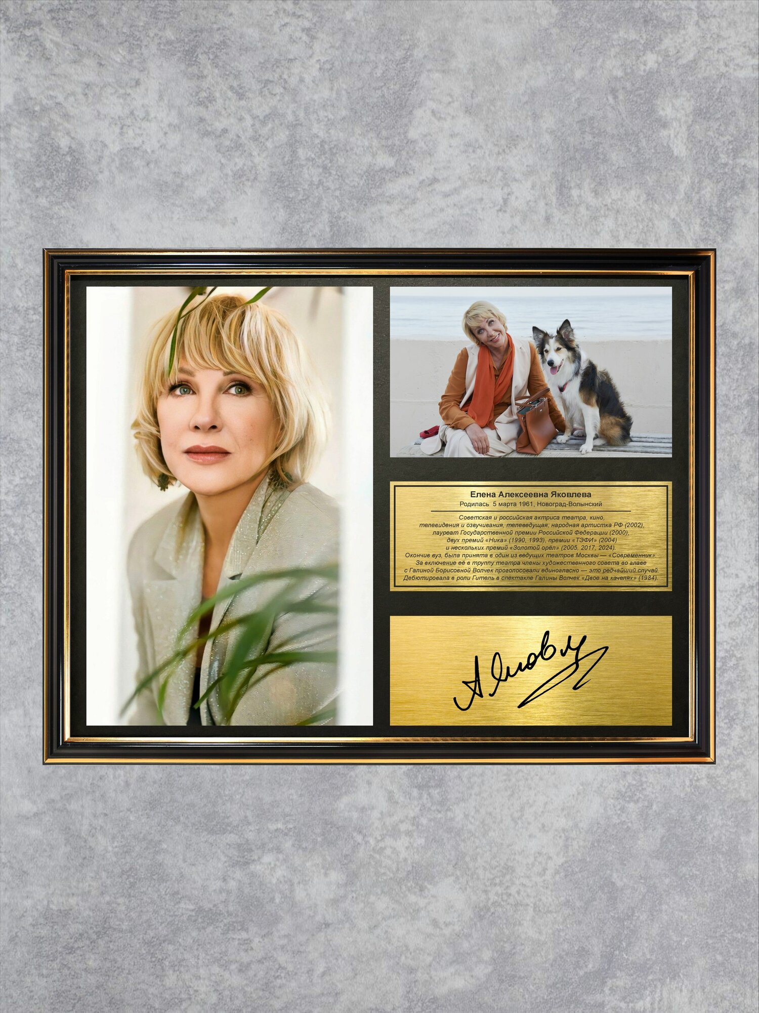 Елена Яковлева автограф и фотографии в рамке