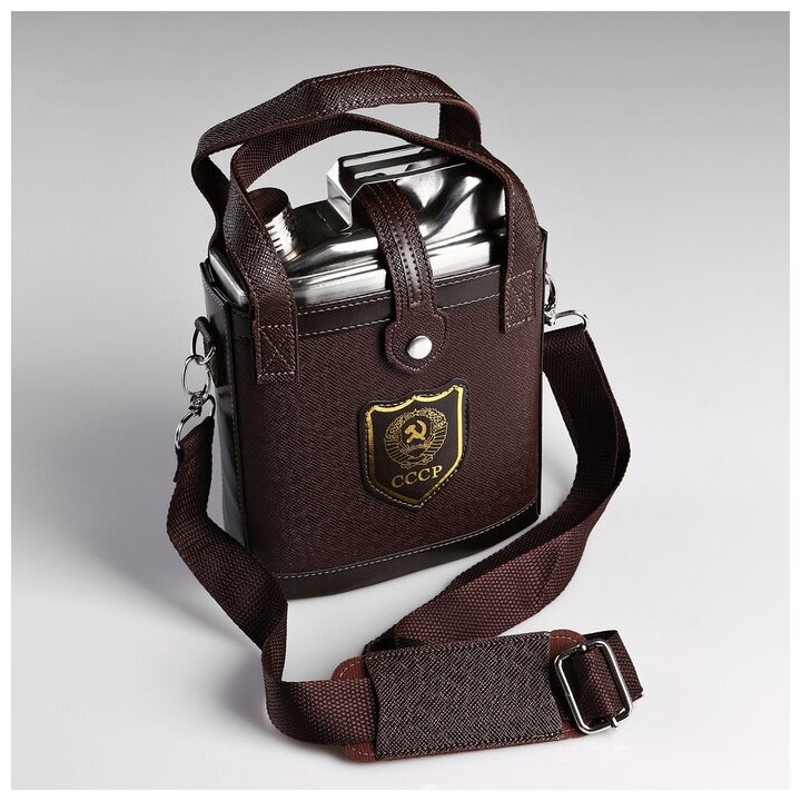 Фляга "Канистра", алюминий, 1590мл, в чехле, коричневый, с гербом СССР