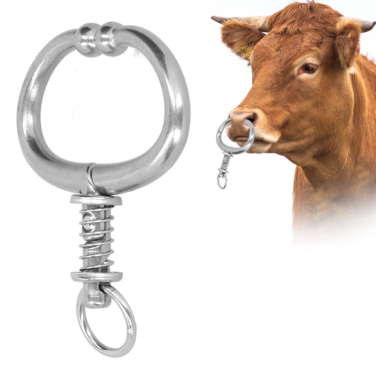Пружинные плоскогубцы для носа крупного рогатого скота из нержавеющей стали, зажим для носа коровы, тяговый инструмент, аксессуары для сельскохозяйственных инструментов