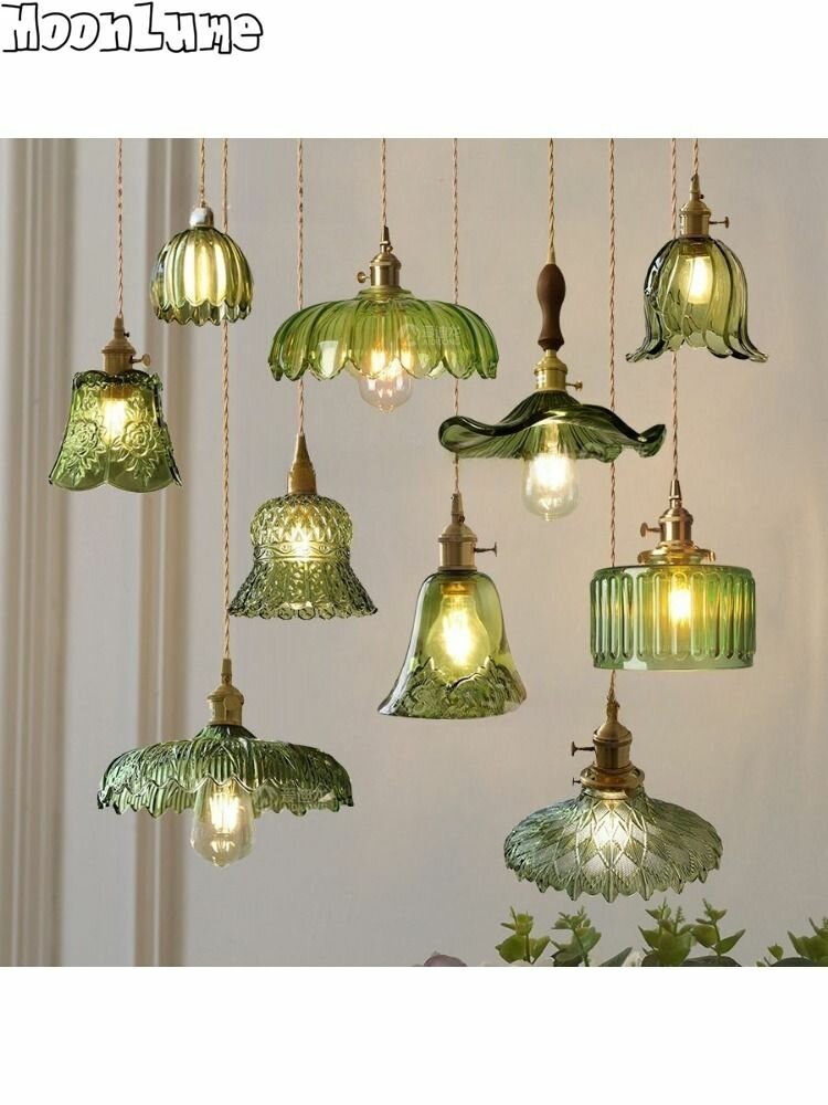 Серия ретро-люстр из зеленого стекла