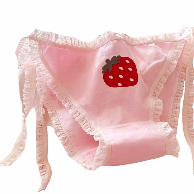 Мягкие трусики без шнуровки для девочек-красная клубника