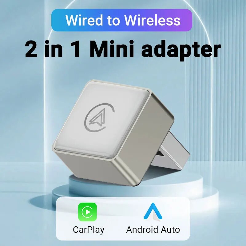 ACODO Новый беспроводной адаптер CarPlay Android Auto AI Smart Box Автомобильные интеллектуальные системы Plug and Play для автомобиля с проводным CarPlay белый