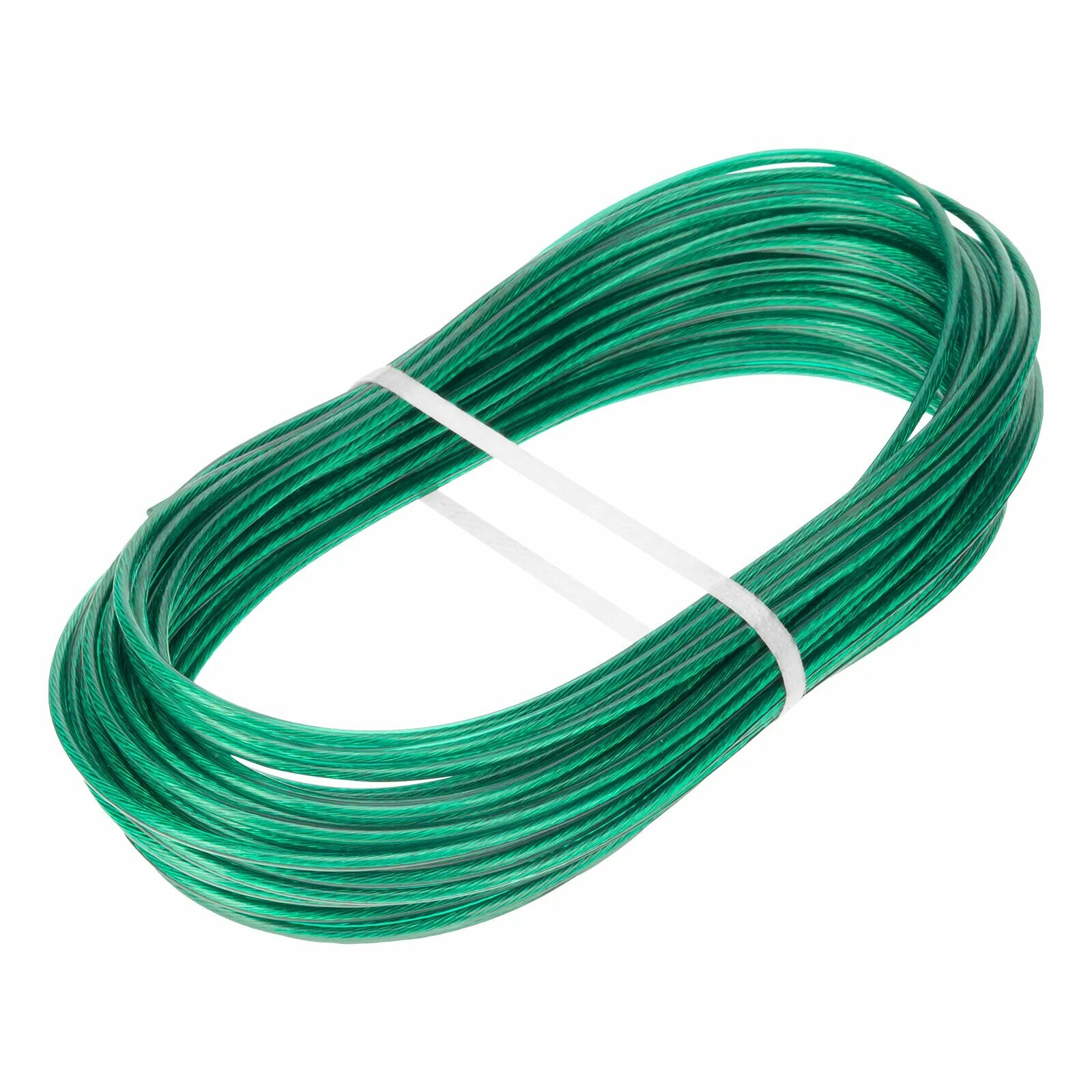 Трос металлополимерный зеленый ПР-3.0, толщина 3.0 мм, моток 20 метров Россия Сибртех, 47647