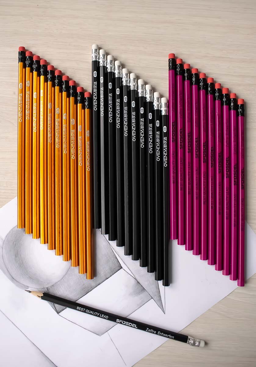 Карандаши простые чернографитные ТМ/HB с ластиками набор 30 шт незаточенные