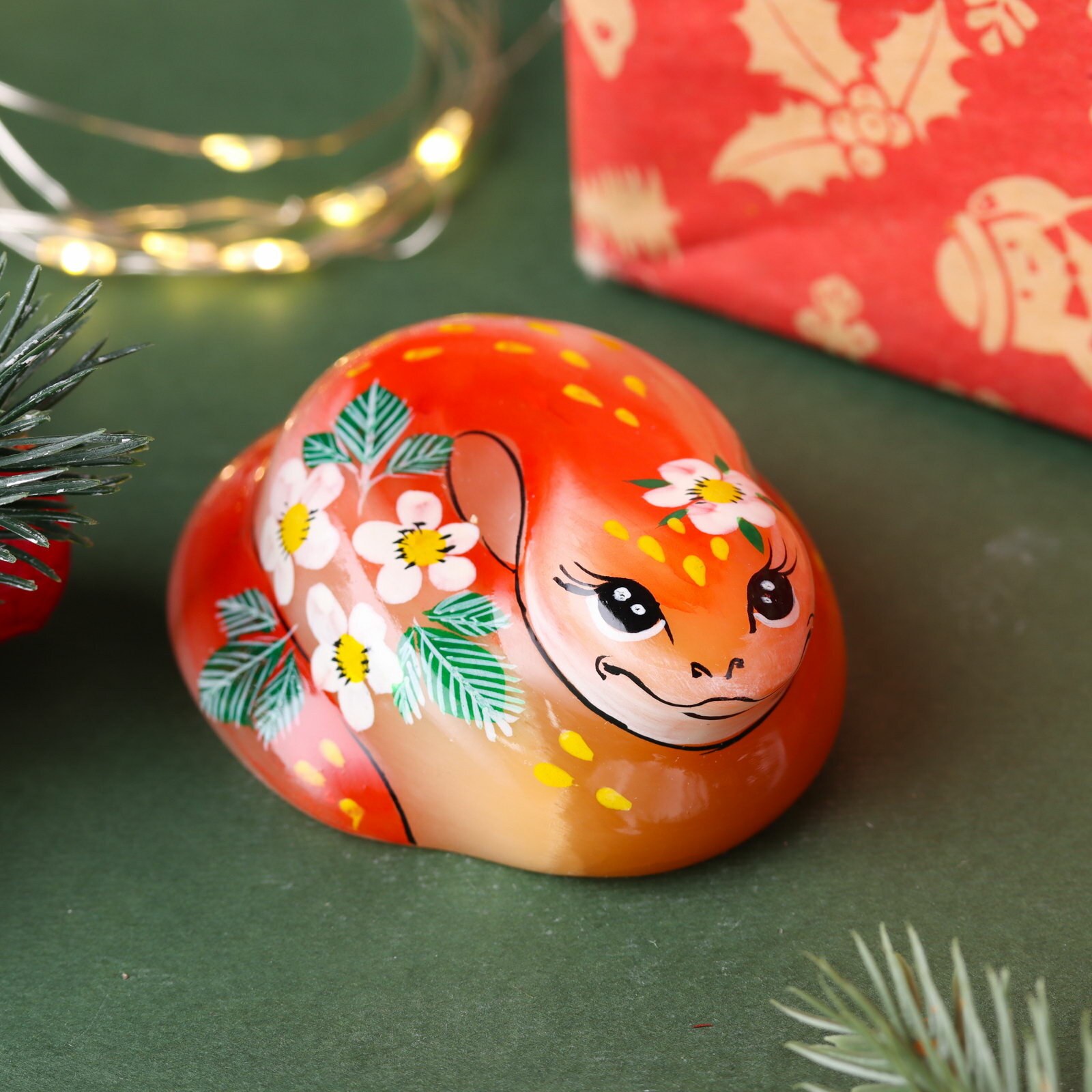 Фигурка "Змея Селия", селенит, цвет: коричневый, тематика праздника: универсальная тематика