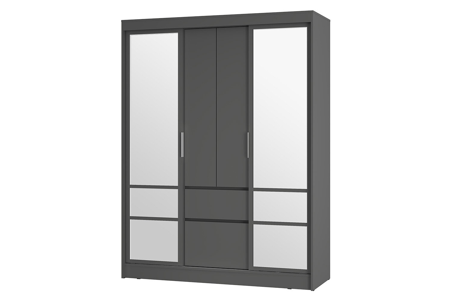 Шкаф-купе для одежды 4-х дверный Симпл, 160х210х58,2 см, чёрный, серебро