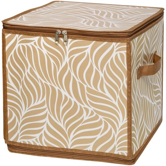 Короб Handy Home складной на молнии "Листья", Д300 Ш300 В300, бежевый