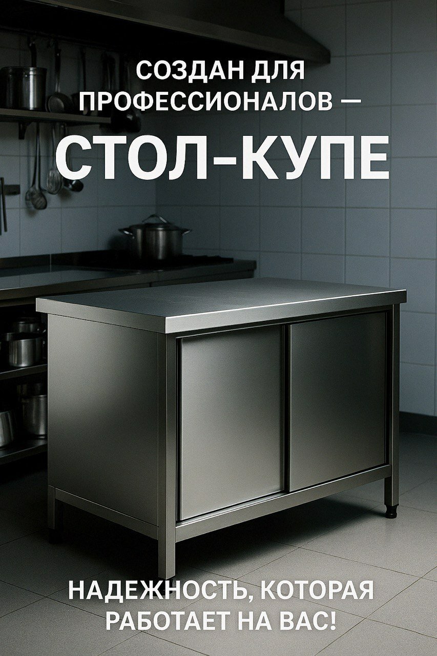 Профессиональный стол-тумба-купе, 80х60 из Нержавеющей Стали, Металлический "UrbanSteel" для ресторанов и пищевых производств из Нержавеющей Стали, Металлический
