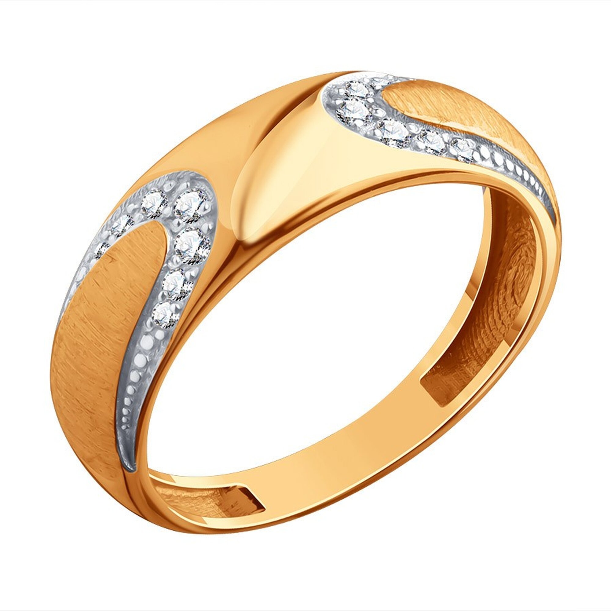 Кольцо дорожка, красное золото, 585 проба, фианит