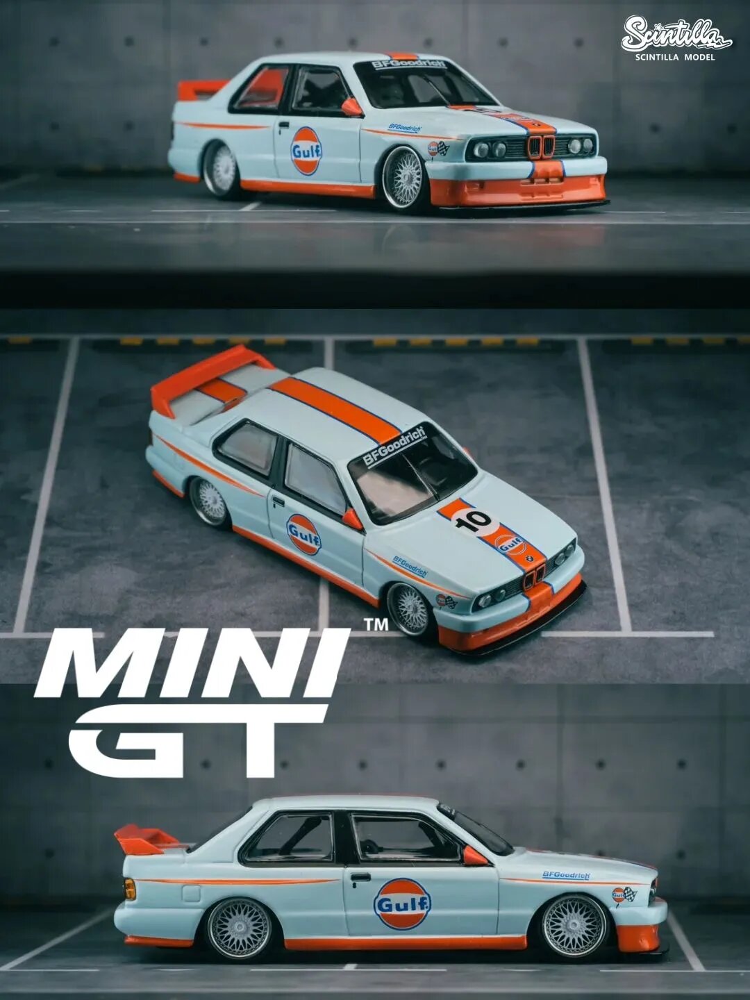 Машинка MINI GT 1/64 #314 BMW M3 E30 Gulf Alloy Car Model Collection Gift