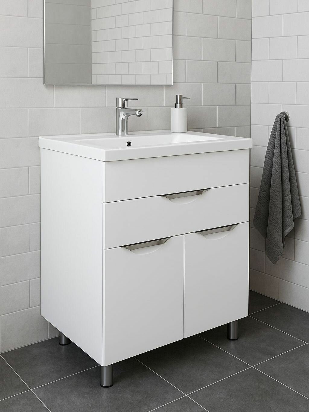 Тумба с раковиной Mixline Этьен 65 Нелли белая