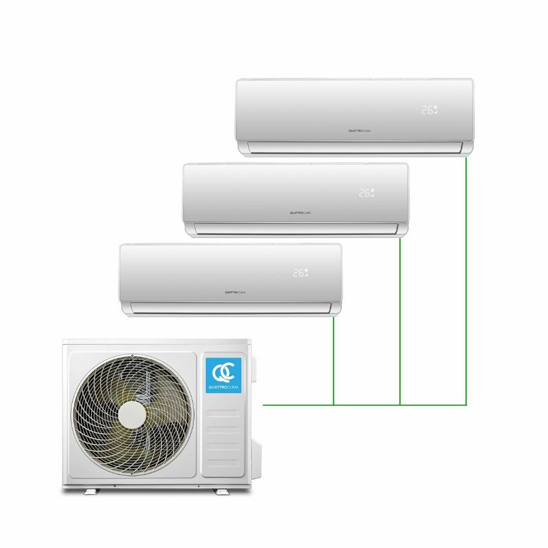 Мульти сплит-система на 3 комнаты инверторная QUATTROCLIMA QN-FM21UA + QV-FM07WA 2 шт, + QV-FM12WA FREDDO (25 м2 + 35м2)
