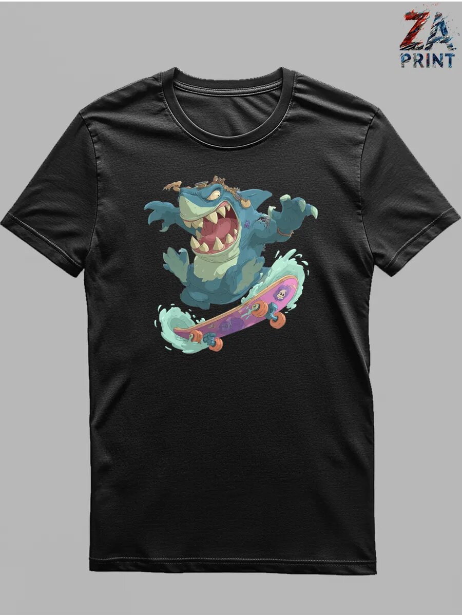 Футболка акула скейтер