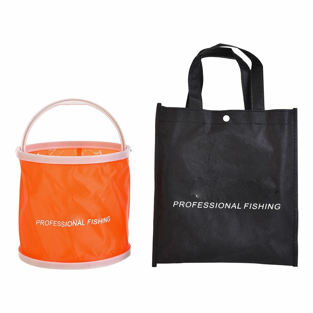 Портативное парусиновое ведро для рыбалки на открытом воздухе, складные инструменты для ведра для рыбалки (оранжевый)