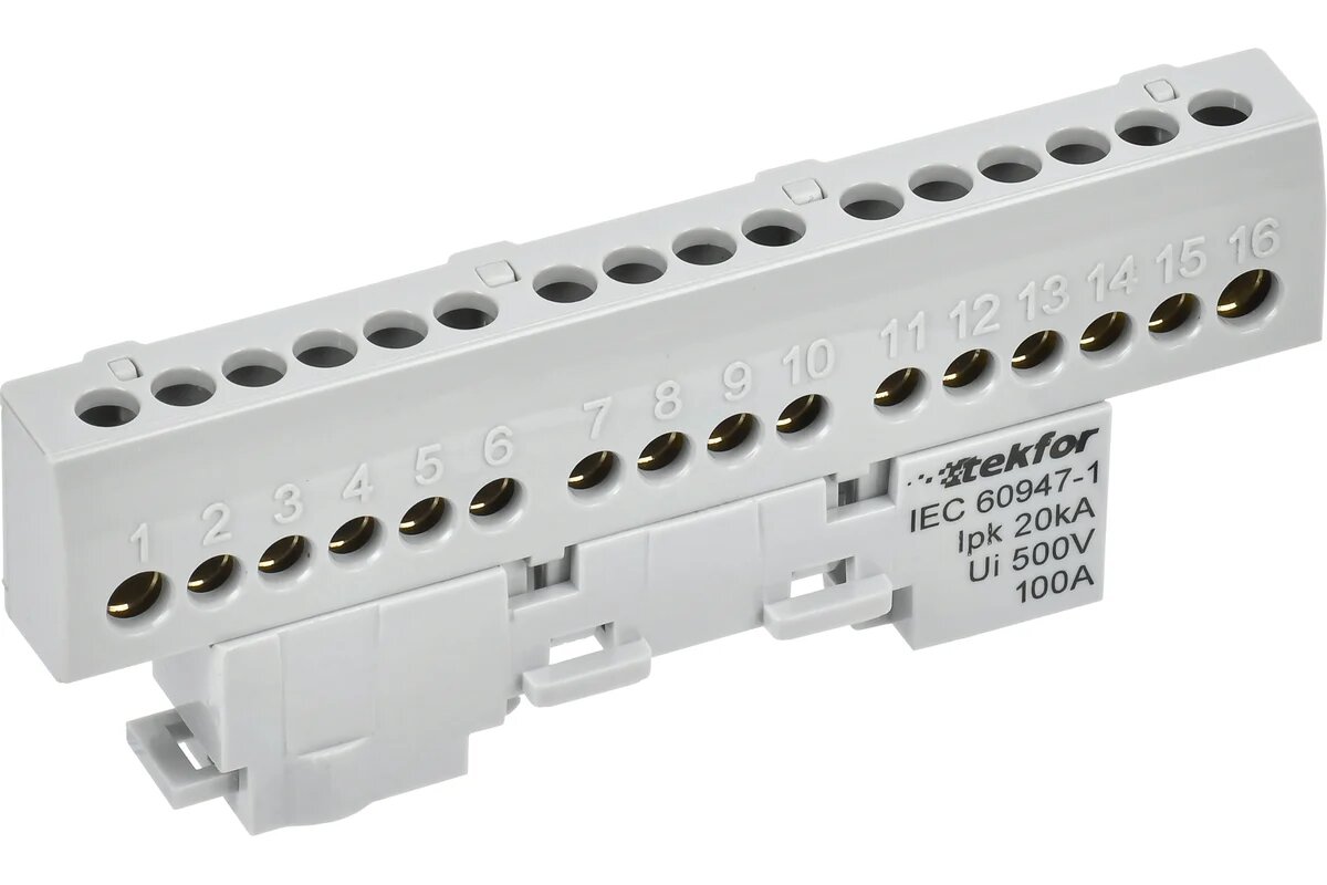 IEK TEKFOR Шина L фаза изолированная на универсальном держателе 6x9-16 Ср TF-NN10-16-KL-K03 5шт
