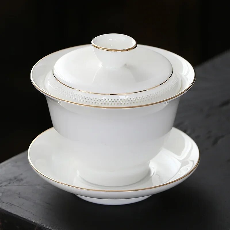 Белый фарфоровый гайвань для чая