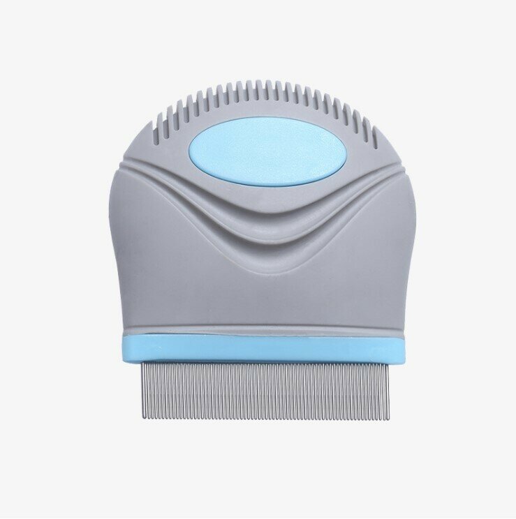 Двусторонняя расческа от блох и вшей для собак, гребень для вычесывания гнид, размер 7.5x7 см, серый цвет，2 шт.