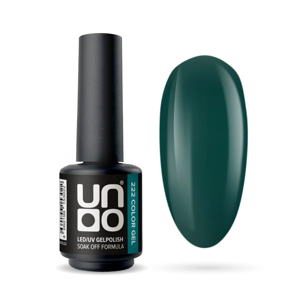 Гель-лак UNO 222 "Dark Green", 8г, глянцевый, стойкий, для маникюра