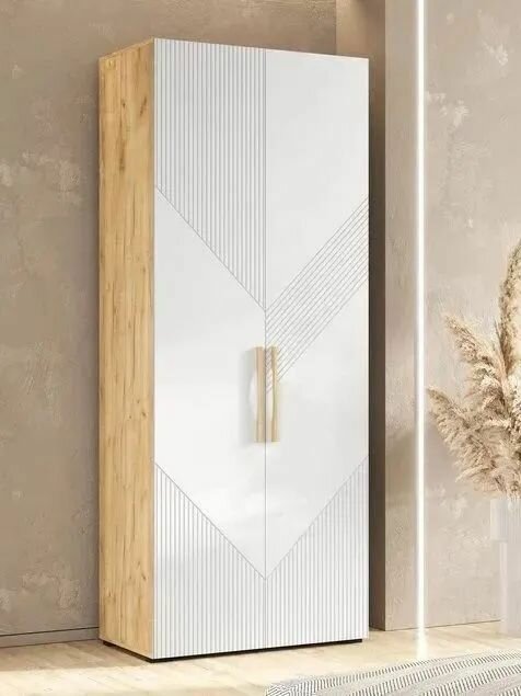 Шкаф распашной Ирис 2-х ств.(900) (Браш Вайт, Дуб Крафт)