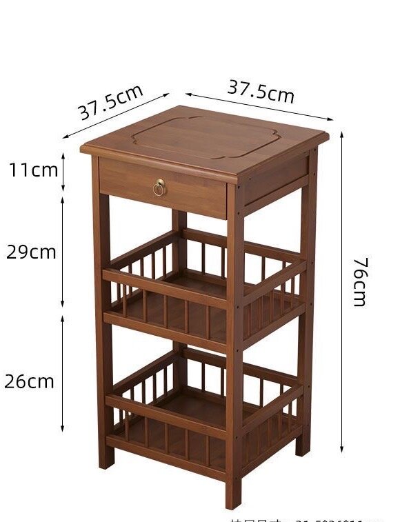 Китайский винтажный журнальный столик, материал — наньчжу 3 этажа, с ящиком, коричневый, 37.5*76см