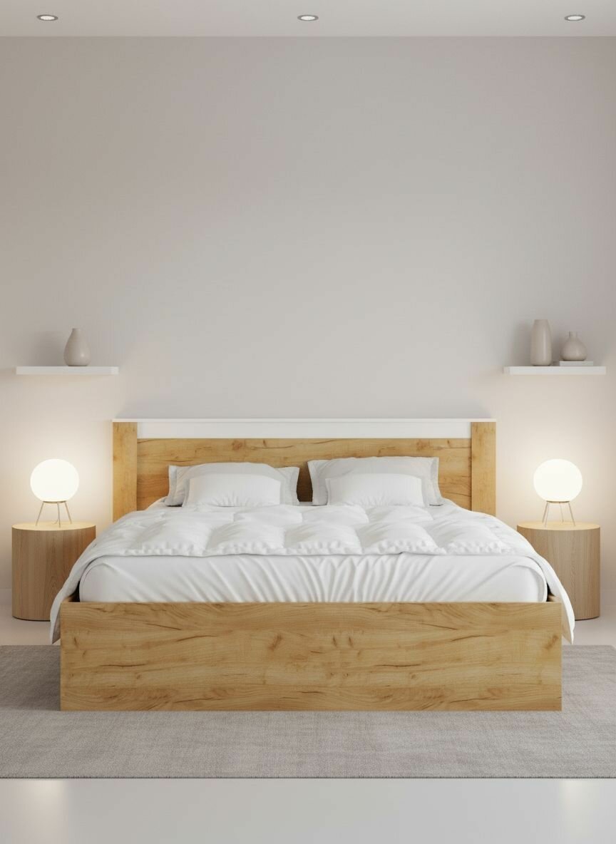 ARNIKA Кровать с основанием140х200, белый/дуб крафт