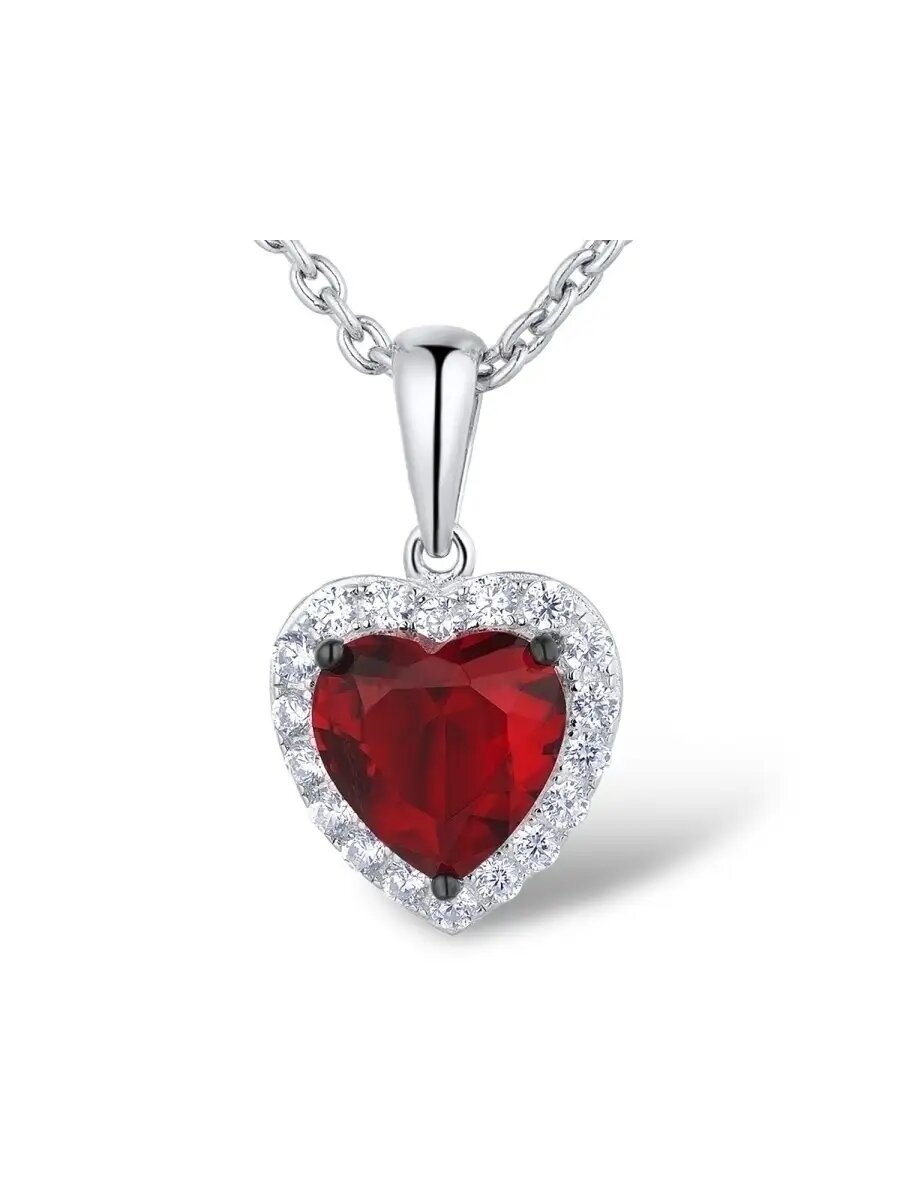 Подвеска, серебро, 925 проба, рубин синтетический, фианит