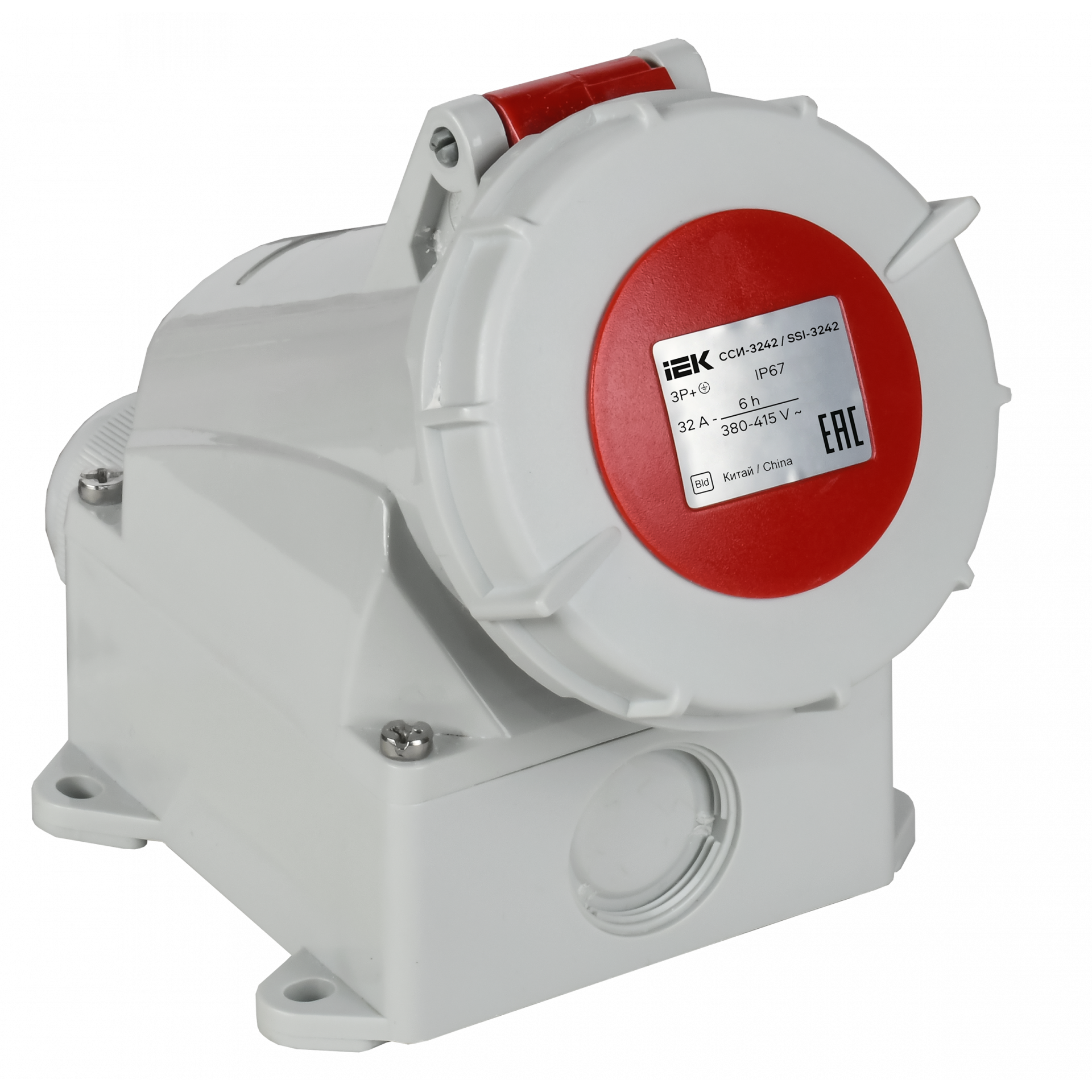 Розетка стационарная ССИ-1142 16А-6ч 380В 3P+PE IP67, IEK PSR12-016-4-0-67 (1 шт.)