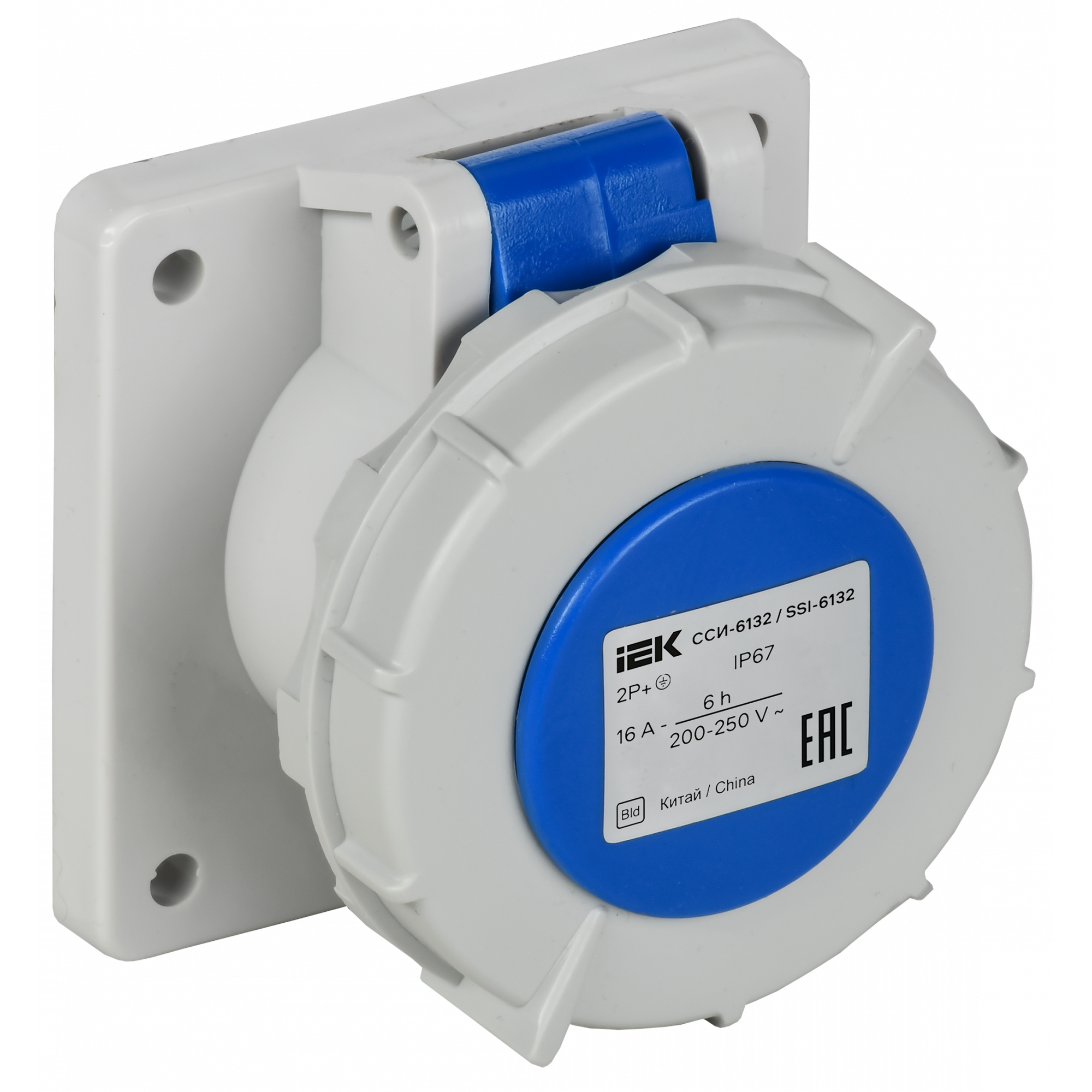 Розетка встраиваемая прямаяССИ-6132 16А-6ч 220В 2P+PE IP67, IEK PSR61-016-3-0-67 (10 шт.)