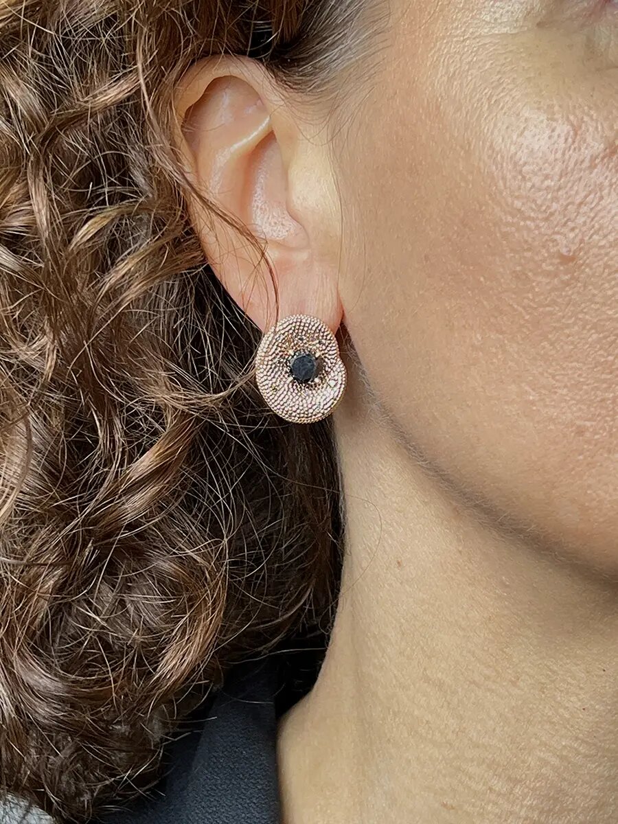 Серьги, красное золото, 585 проба, бриллиант