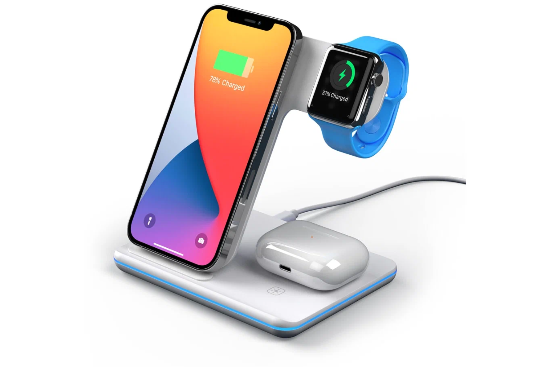 Беспроводная док-станция 3в1 "Global", MagSafe, Qi, для iPhone/Apple Watch/AirPods, белый